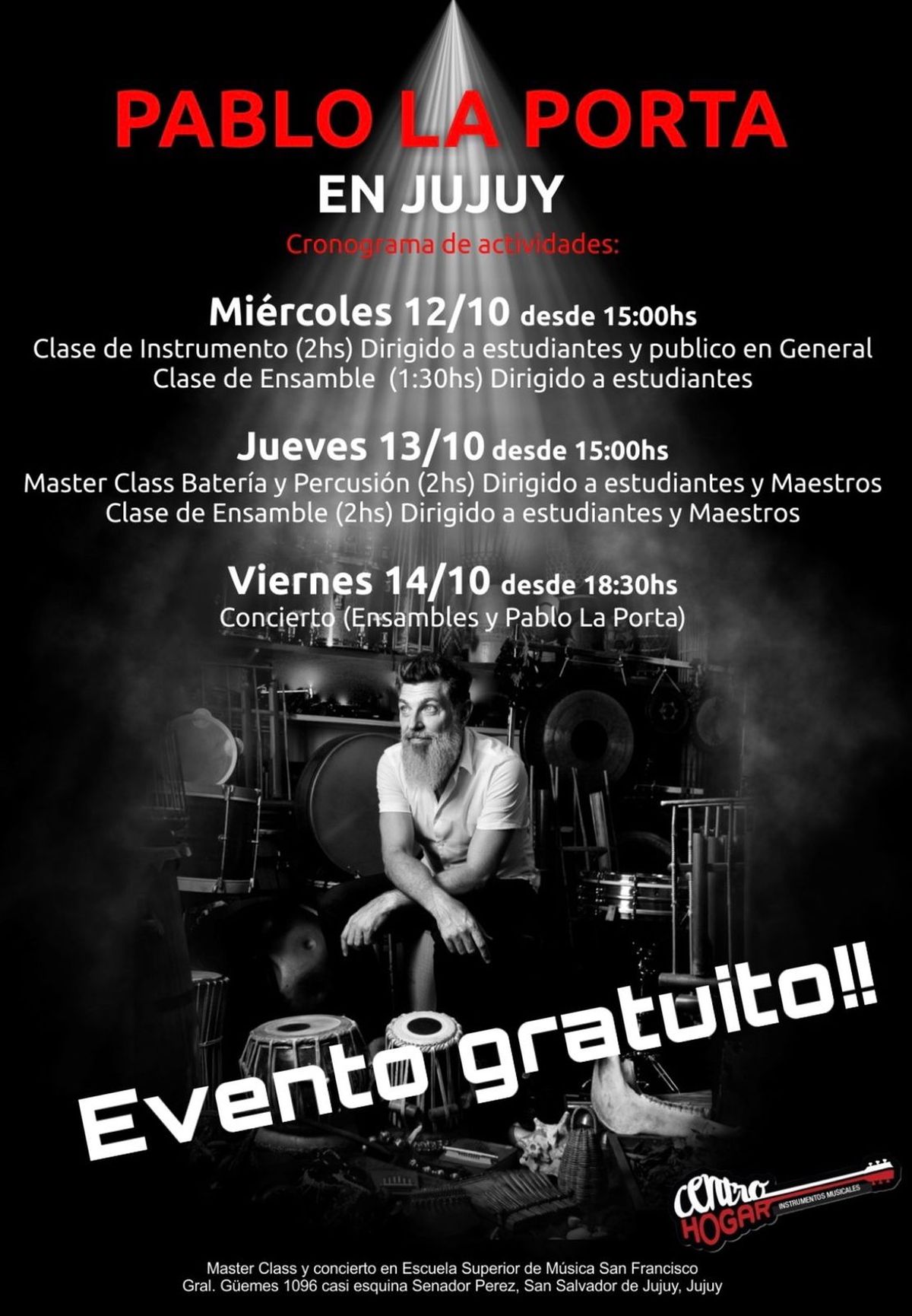 Pablo La Porta dará un concierto gratuito en Jujuy