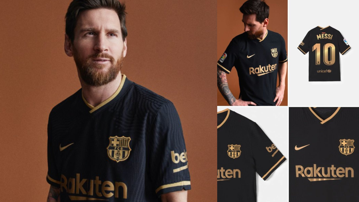 Messi, la cara de la presentación de la camiseta negra de Barcelona